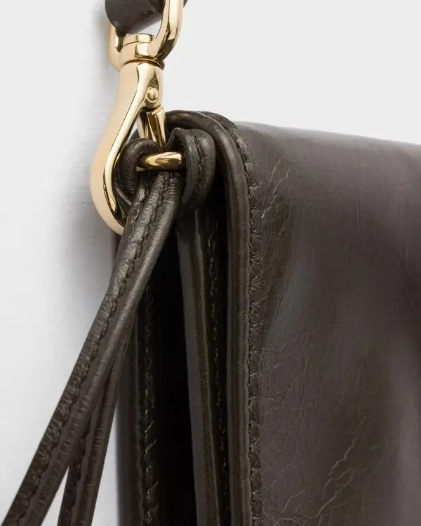 Prada Leather Wallet With Shoulder Strap