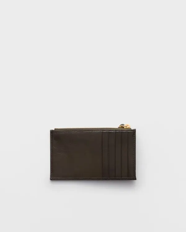 Prada Leather Card Holder With Zipper