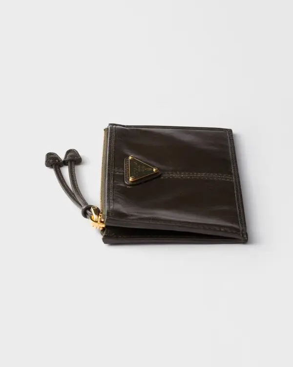 Prada Leather Card Holder With Zipper