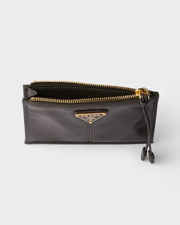 Prada Leather Card Holder With Zipper