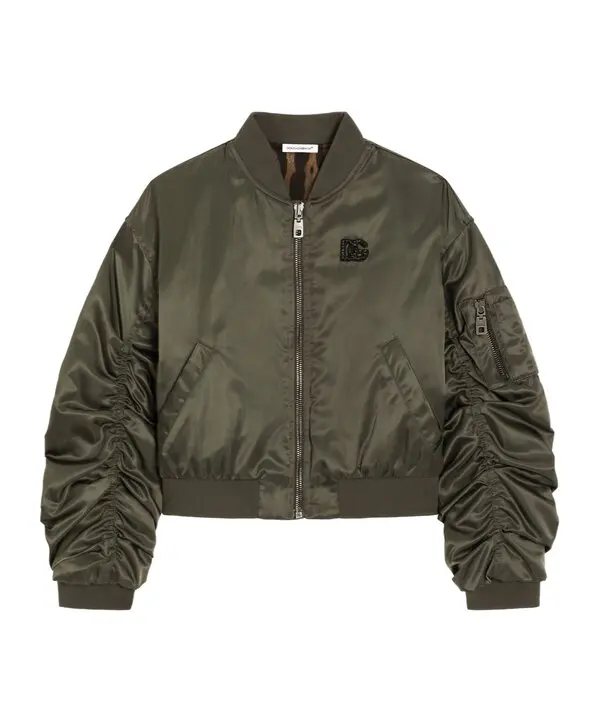 Dolce & Gabbana Ruched-detail Logo-patch Jacket - Multicolor