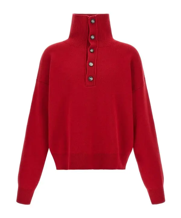 AMI Paris High Buttoned Collar Jumper