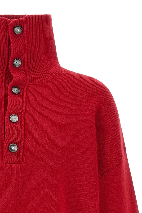 AMI Paris High Buttoned Collar Jumper
