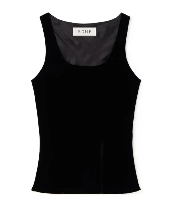 RÓHE Sleeveless Square-neck Tank Top - Black