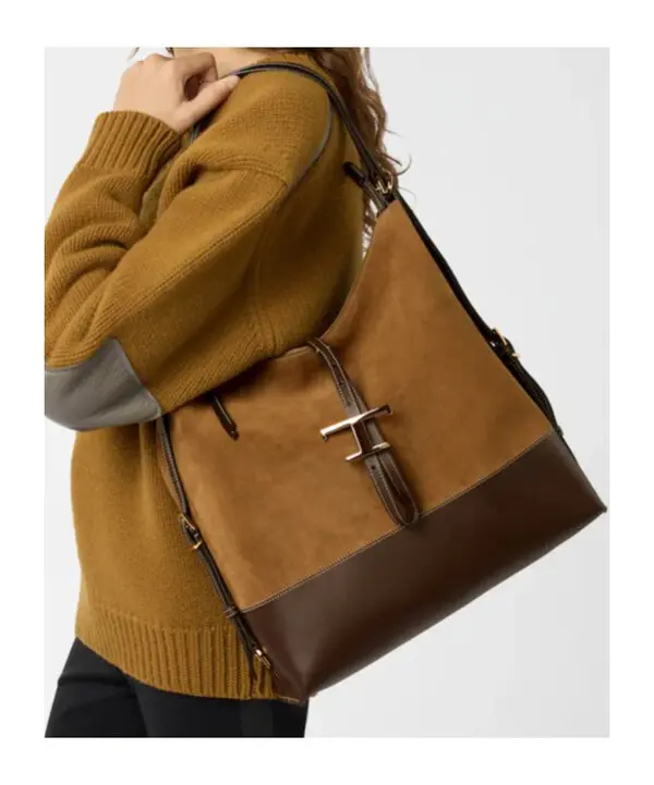 TOD'S T Timeless Shoulder Bag In Suede Medium