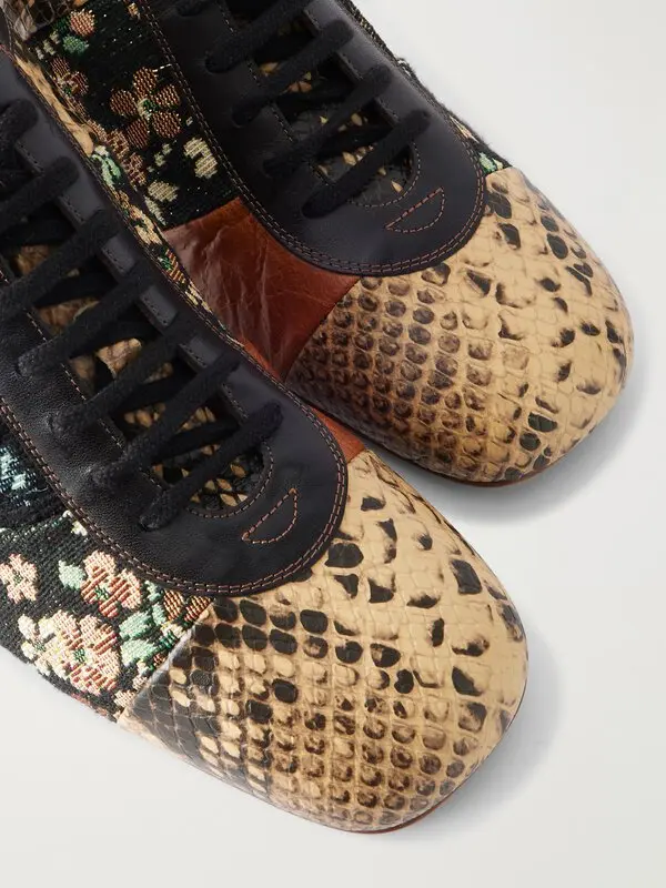 Dries Van Noten Snake-effect Leather Pumps