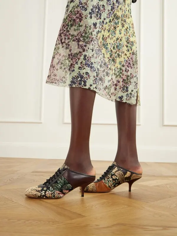 Dries Van Noten Snake-effect Leather Pumps