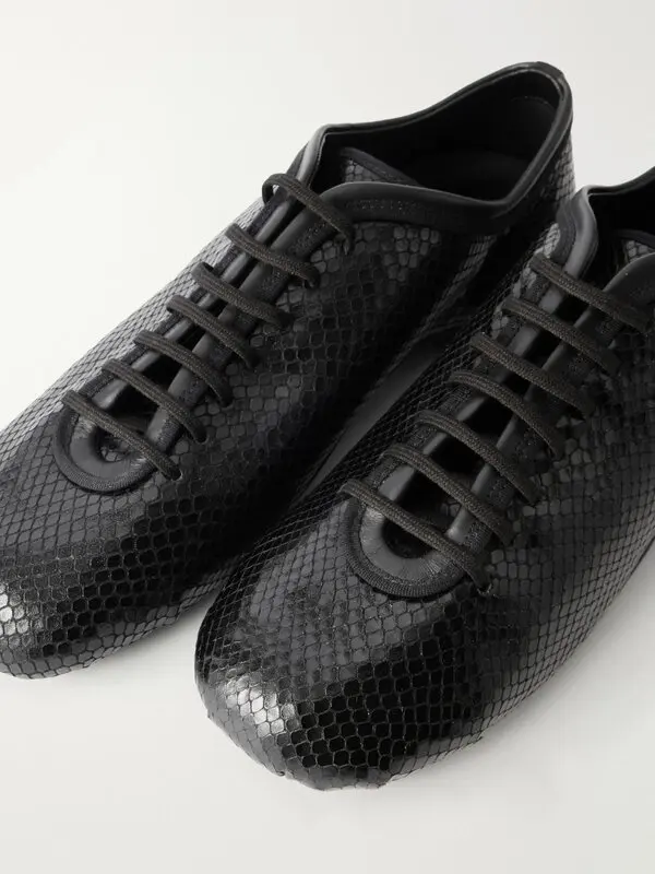 Dries Van Noten Snake-effect Leather Sneakers - No