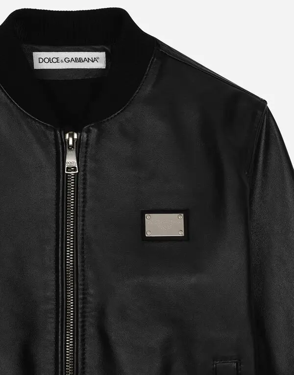 Dolce & Gabbana Logo-plaque Nappa Leather Jacket