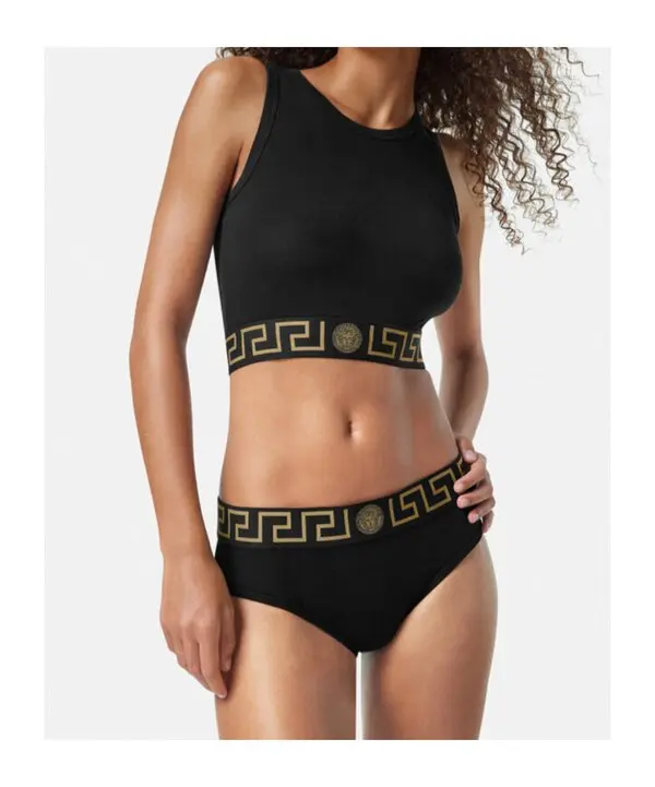 Versace Greca Border Sleeveless Cropped Top