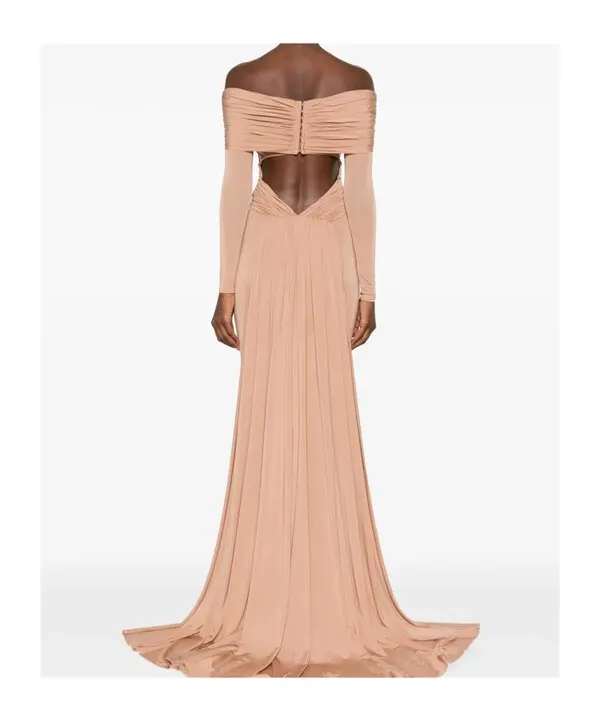 Elisabetta Franchi Ruched Off-shoulder Maxi Dress