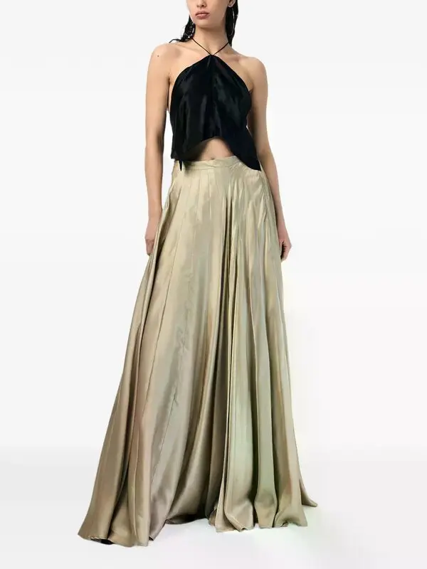 ANDRA ANDREESCU Satin-finish Pleated Maxi Skirt