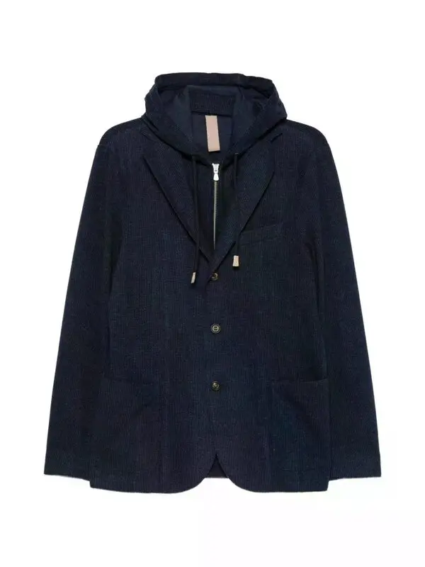 Eleventy Hooded Waffle-knit Jacket
