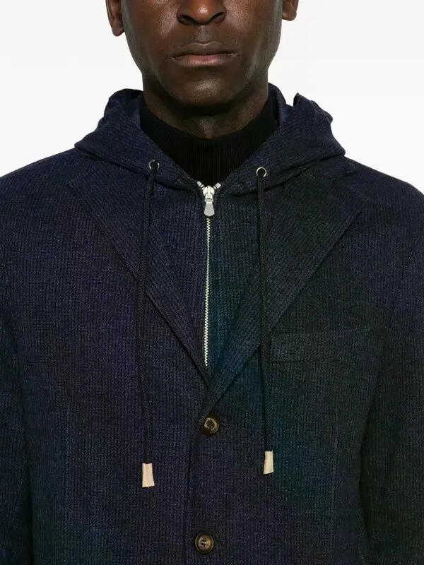 Eleventy Hooded Waffle-knit Jacket