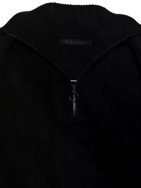 ALAINPAUL Quarter-zip Ribbed-knit Sweater
