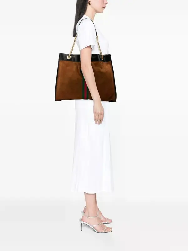 Gucci 2000-2015 Large Suede Web Rajah Tote Bag
