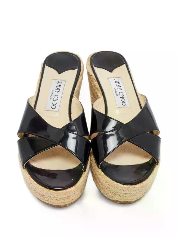 JIMMY CHOO Phyllis Crossover Wedge Sandals - Black