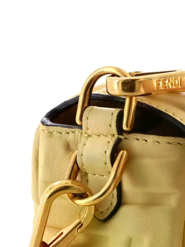 Fendi Baguette Nm Bag Zucca Embossed Leather Medium Crossbody Bag - Yellow