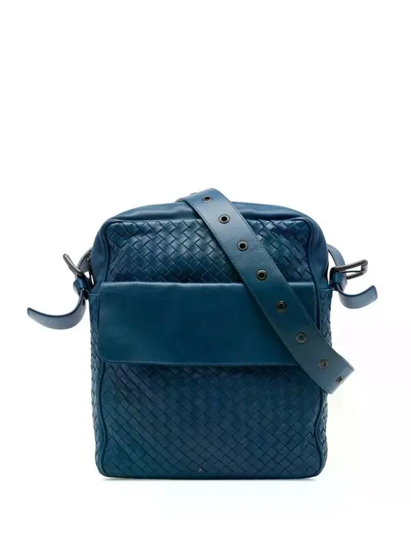 Bottega Veneta 2012-2026 Nappa Intrecciato Messenger Bag Crossbody Bag - Blue
