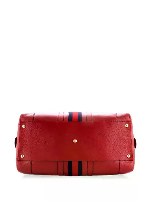 Gucci Savoy Web Convertible Duffle Bag Leather Large Travel Bag