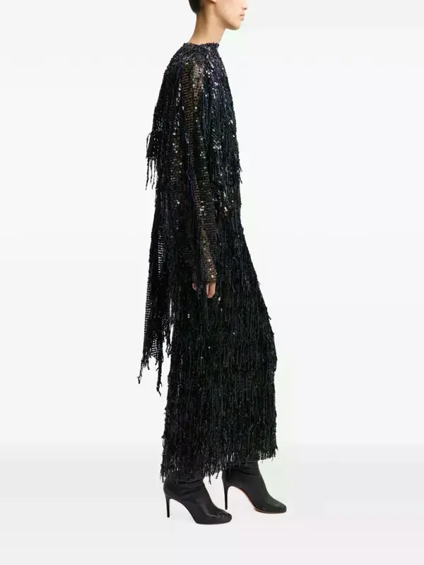 16Arlington Dia Fringe-sequin Maxi Skirt - Black