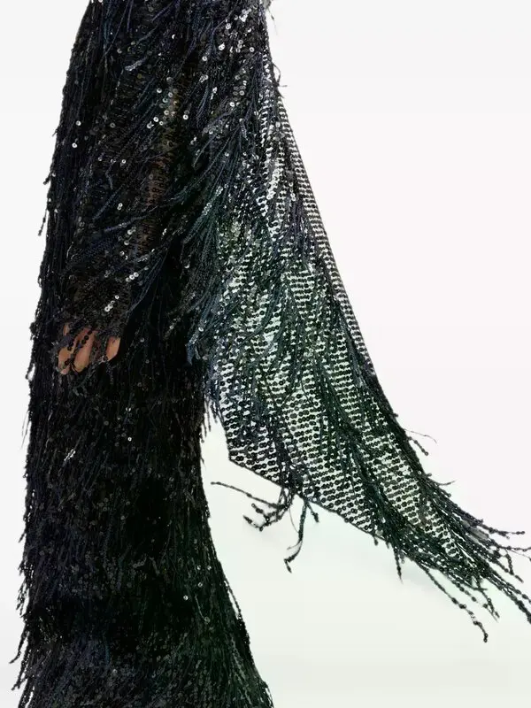 16Arlington Dia Fringe-sequin Maxi Skirt - Black
