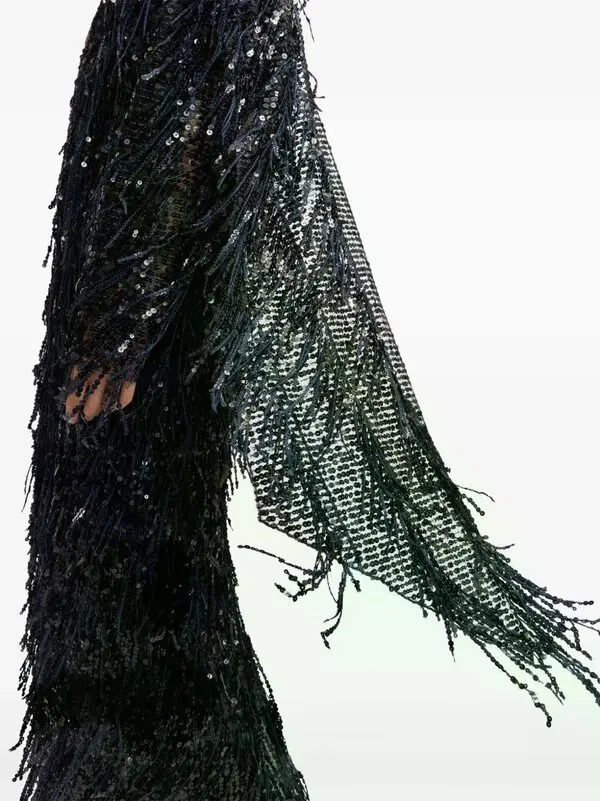 16Arlington Dia Fringe-sequin Maxi Skirt - Black