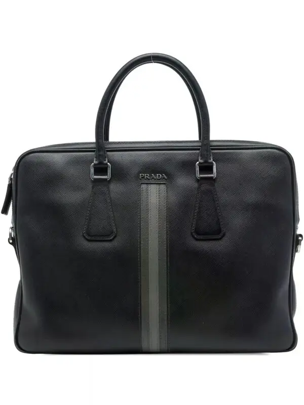 Prada 2000-2013 Saffiano Striped Business Bag