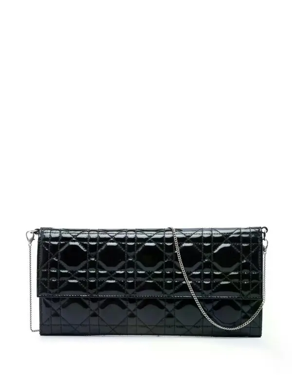 Dior 2010 Patent Cannage Clutch With Chain Crossbody Bag