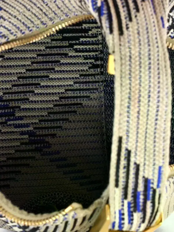 Burberry Peg Handle Bag Knit Check Fabric Mini Satchel - Blue
