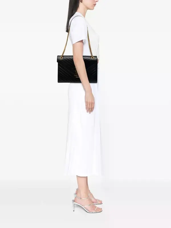 Saint Laurent 2014 Large Chevron Grain De Poudre Monogram Envelope Bag Shoulder Bag