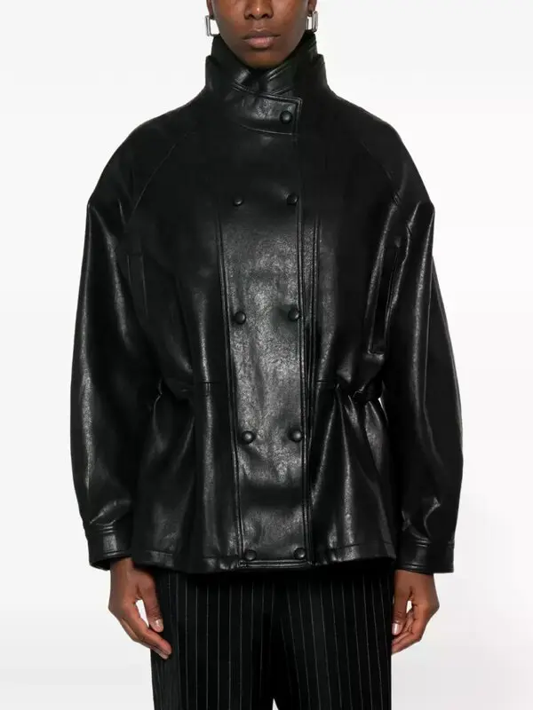 ELEH Double-breasted Faux-leather Jacket