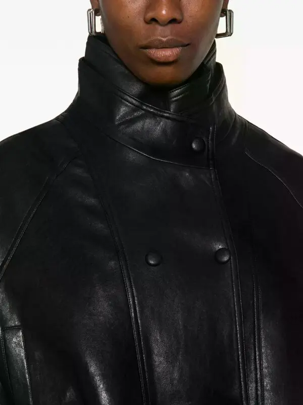 ELEH Double-breasted Faux-leather Jacket