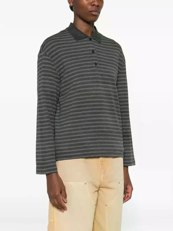 ELEH Striped Long-sleeve Polo Shirt