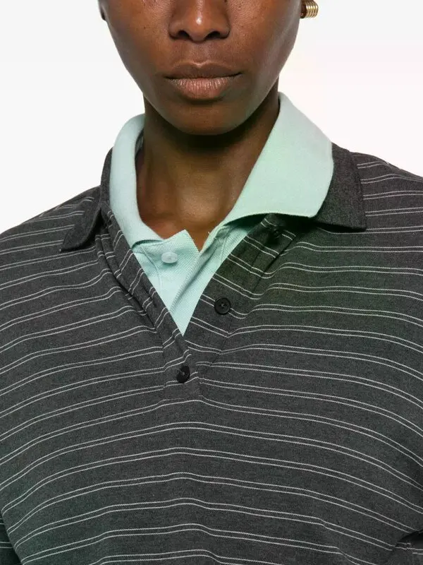 ELEH Striped Long-sleeve Polo Shirt