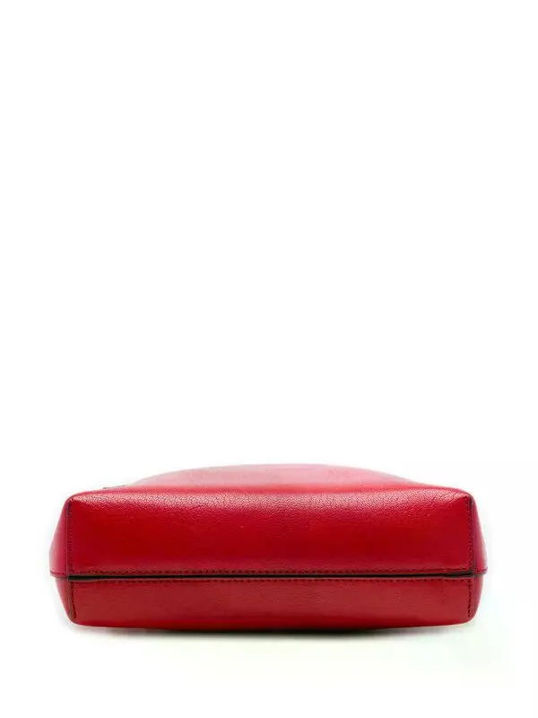Loewe 2016 Grained Leather Anagram Asymmetric Crossbody Bag - Red