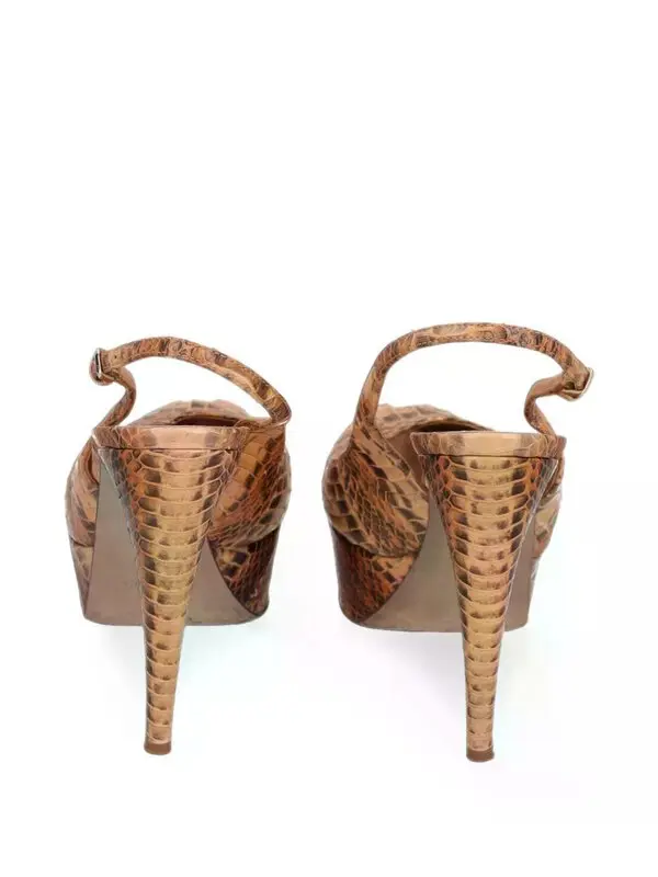 SERGIO ROSSI 2010s Snakeskin-effect Platform Slingback Sandals