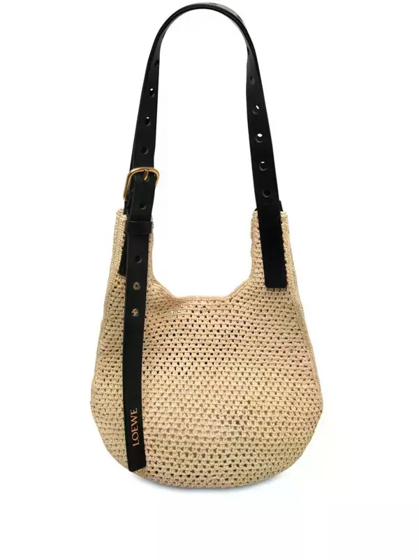 Loewe 2021-2026 Small Raffia Punch Hole Hobo Bag