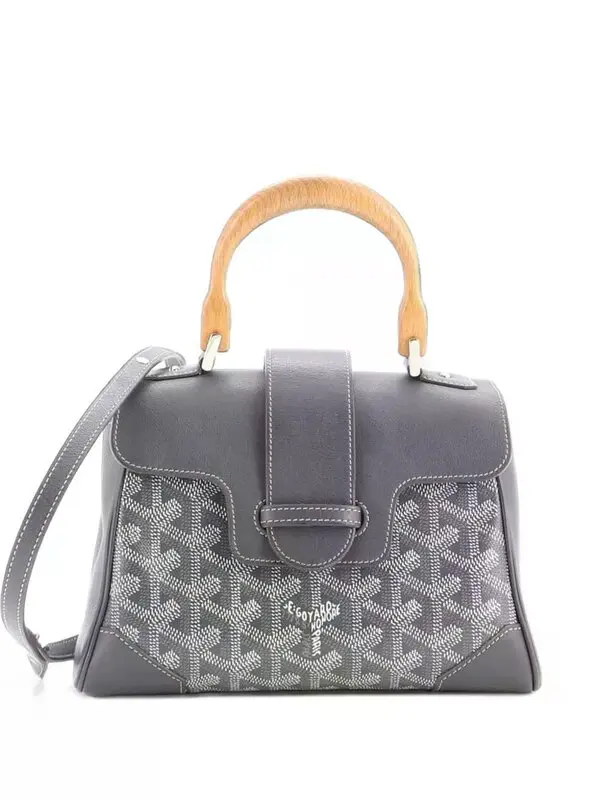 Goyard Saigon Top Handle Bag Coated Canvas With Leather Mini Shoulder Bag - Grey