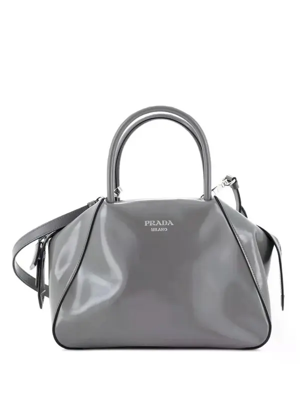 Prada Supernova Handbag Brushed Leather Medium Satchel - Grey
