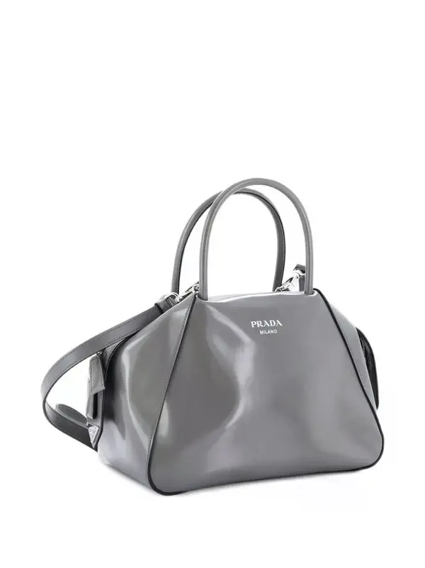 Prada Supernova Handbag Brushed Leather Medium Satchel - Grey