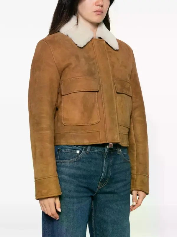 DONDUP Shearling-collar Suede Jacket