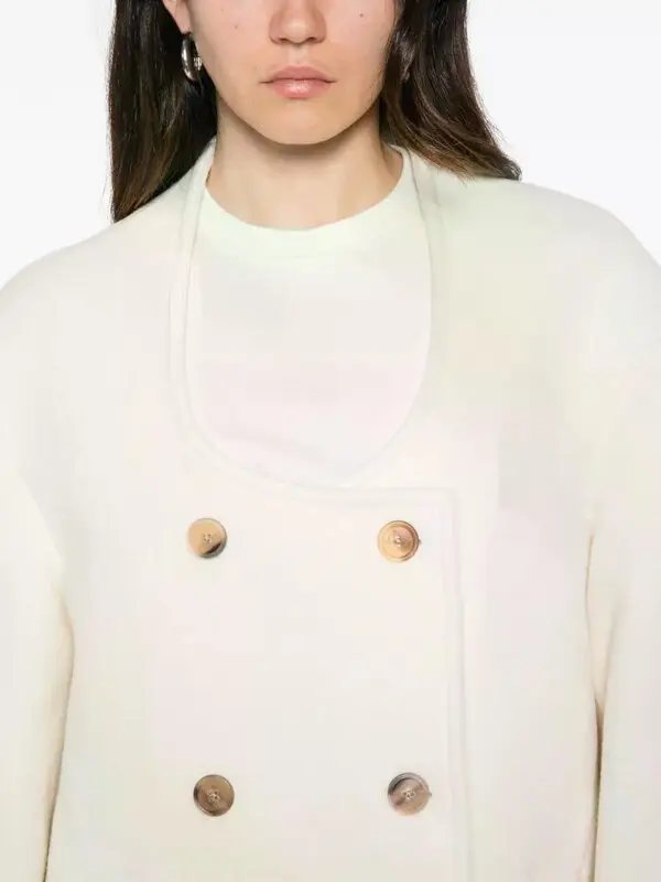 Malo Double-breasted Scoop-neck Coat - Neutrals
