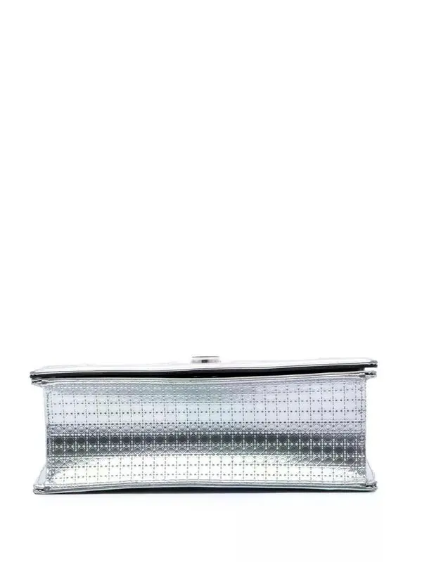 Dior 2015 Microcannage Patent Diorama Crossbody Bag - Silver