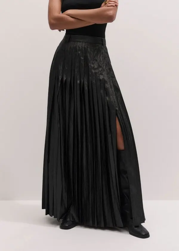 ME+EM Metallic Dramatic Pleated Full Length Skirt