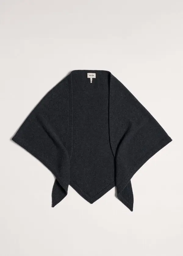 ME+EM Cashmere Triangle Knit Scarf Charcoal Melange