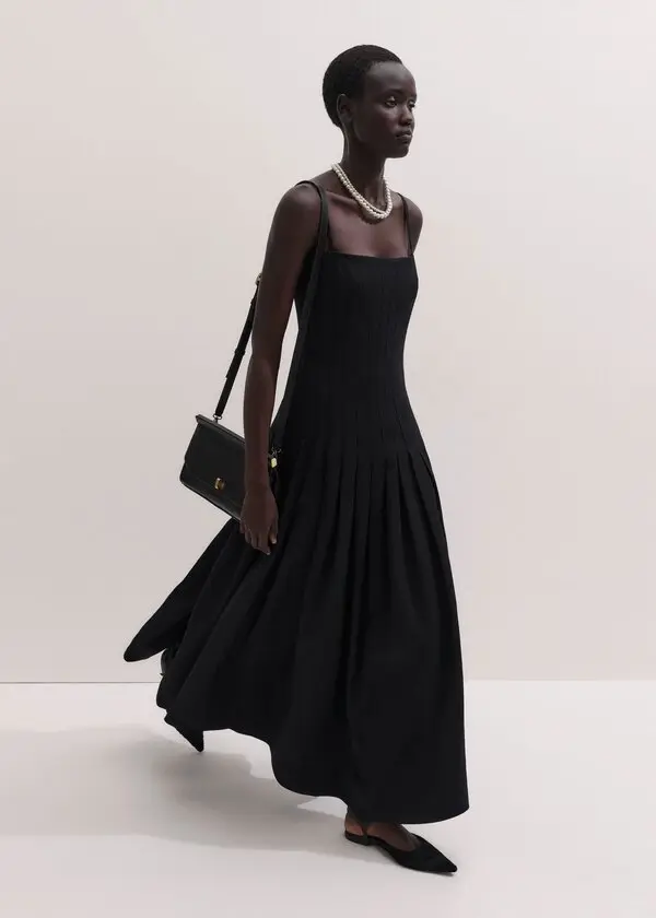 ME+EM Structured Strappy Maxi Dress - Black