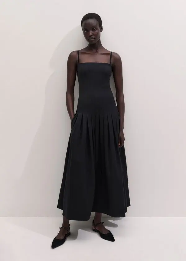 ME+EM Structured Strappy Maxi Dress - Black