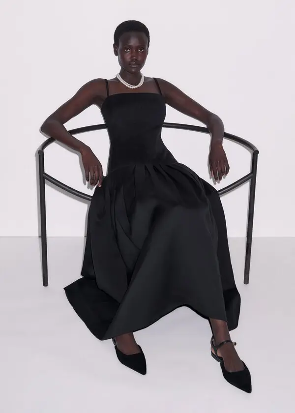 ME+EM Structured Strappy Maxi Dress - Black