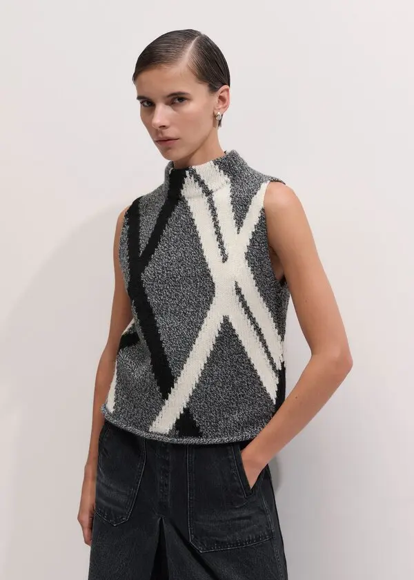 ME+EM Exploded Argyle Straight Knit Vest